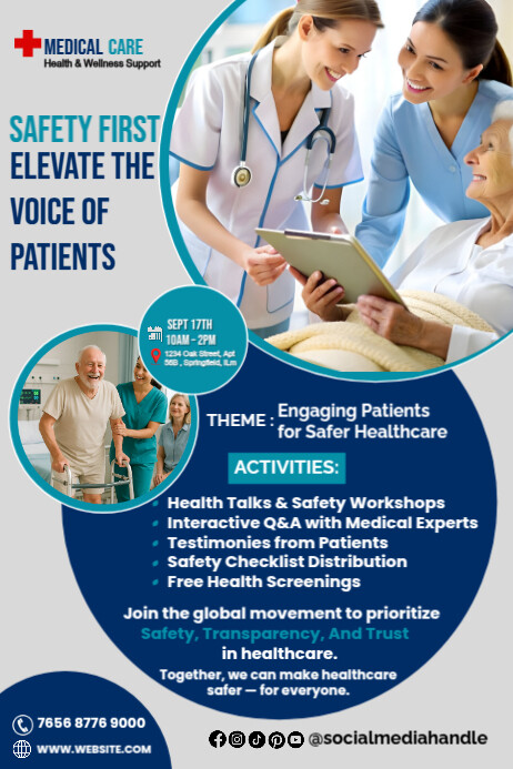 White Collage World Patient Safety Day Poster Template | PosterMyWall