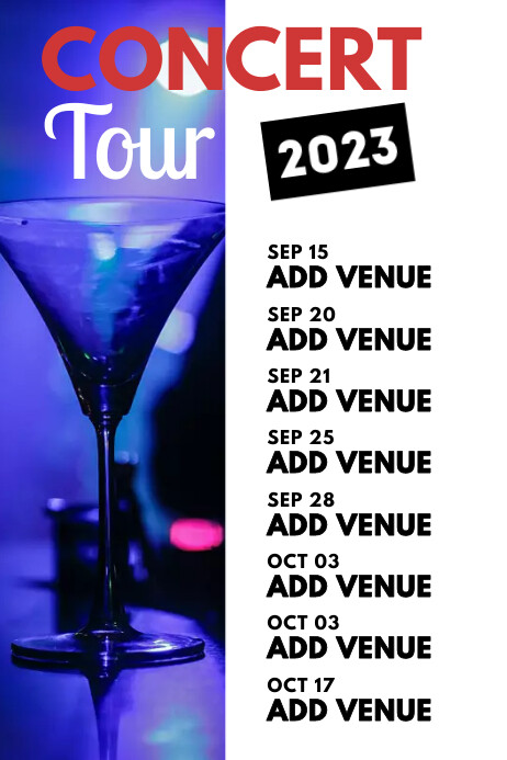 White Concert Tour Ads Poster Template | PosterMyWall