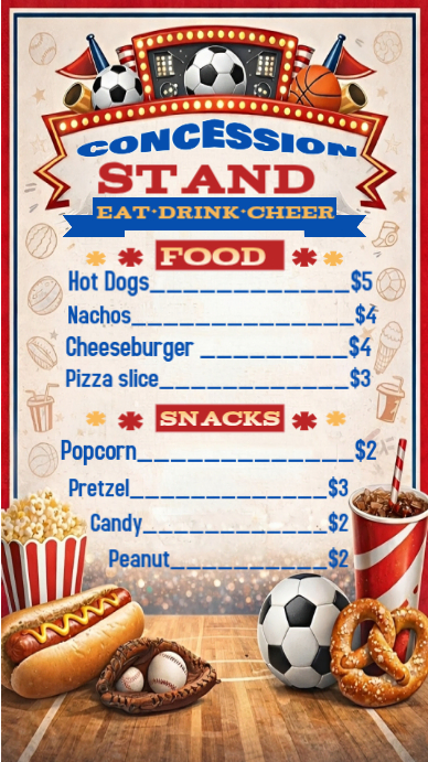 Copy of White Concession Stand Menu Instagram Story | PosterMyWall
