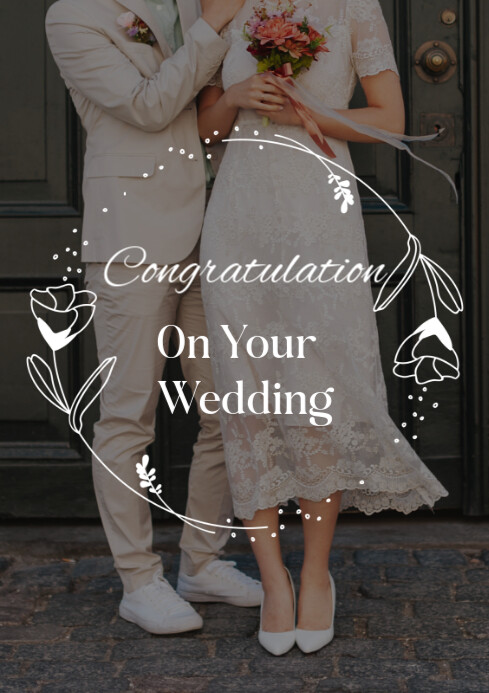 White Congratulation Of Wedding A4 Template | PosterMyWall