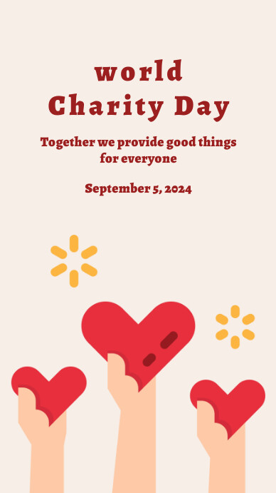 White Cream And Red Illustrative World Chari Template | PosterMyWall