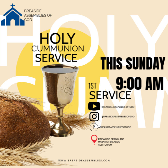 White/CREAM Modern & Minimal Holy Communion Service Instagram Post ...