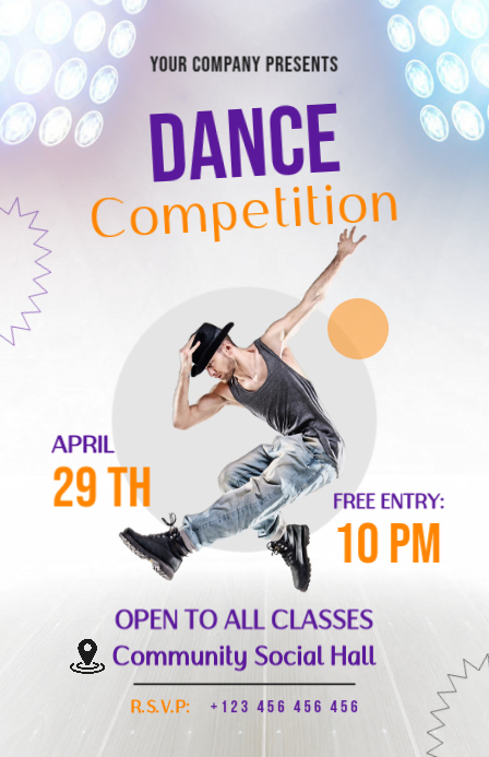White Dance Competition Event Poster Template Half Page Wide | PosterMyWall