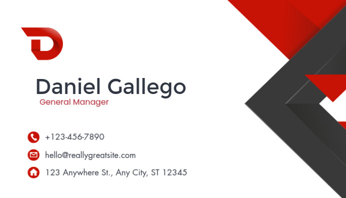White Daniel Gallego Business Card Template | PosterMyWall