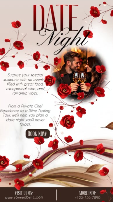 White Date Night Flyer Ad Animated Template | PosterMyWall