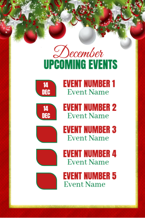 Copy of White December Upcoming Events Pinterest Graphic | PosterMyWall
