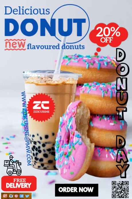 White Donut Day Poster Template | PosterMyWall
