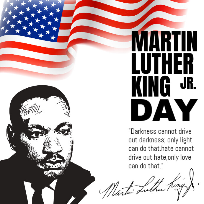 White Dr Martin Luther King Jr Day Templates Instagram Post | PosterMyWall