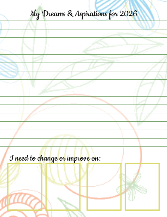 White Dreams & Aspirations For 2025 Journal Sheet Flyer (us Letter ...