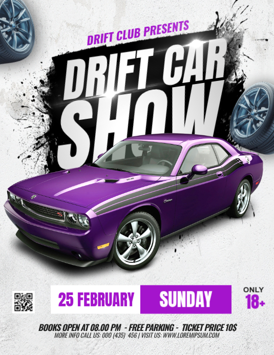 White Drift Car Show Flyer Template | PosterMyWall