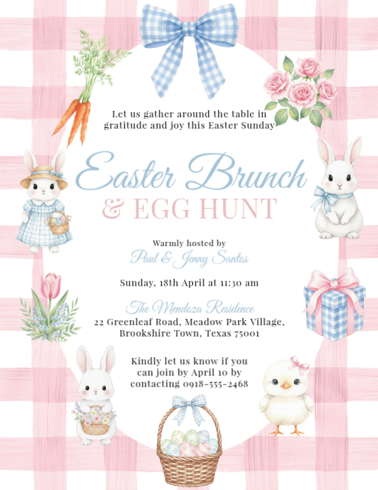 White Easter Brunch Invitation Flyer Template | PosterMyWall