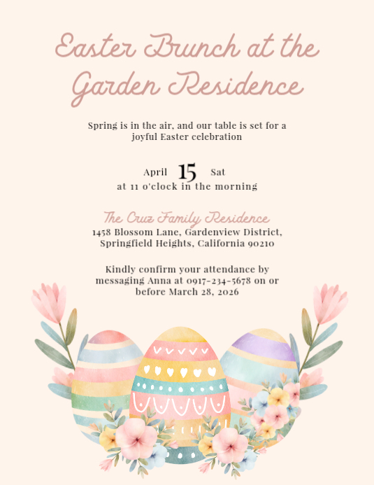 Plantilla de White Easter Brunch Invitation Flyer | PosterMyWall