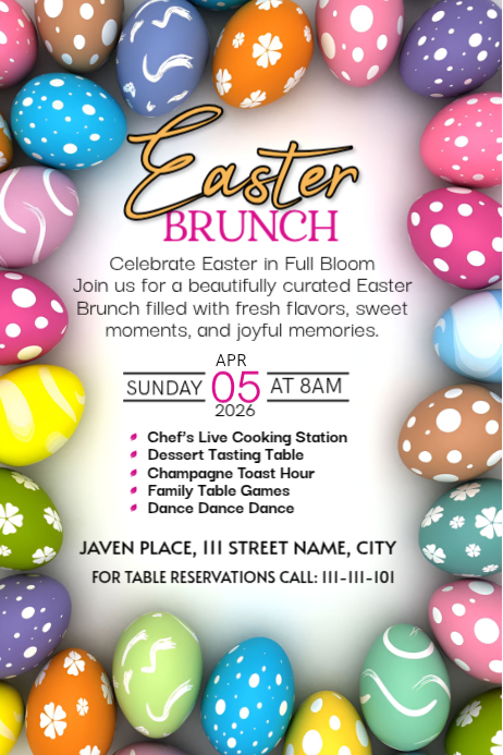 White Easter Brunch Poster Templat | PosterMyWall