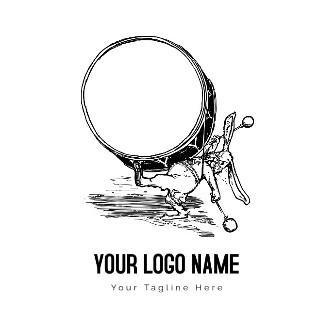 White Easter Bunny Drum Rabbit Logo Template | PosterMyWall