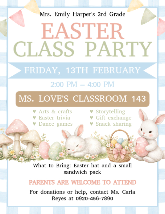 Copy of White Easter Class Party Flyer | PosterMyWall