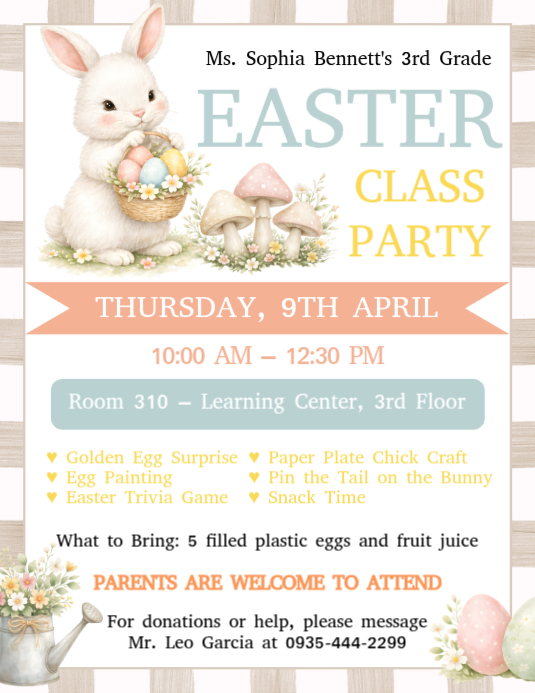 Copy of White Easter Class Party Flyer | PosterMyWall