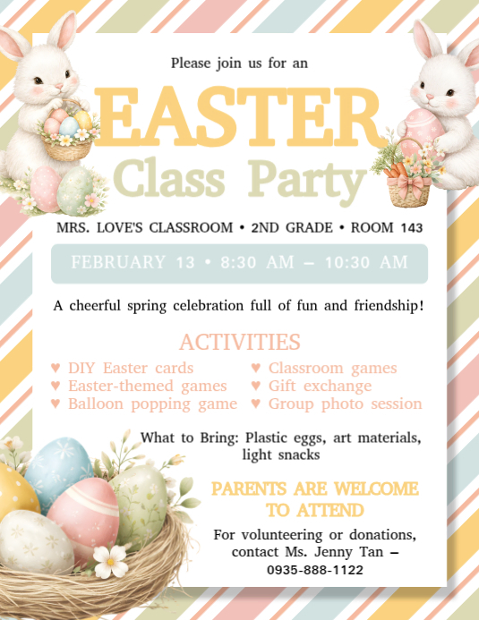 White Easter Class Party Flyer Template | PosterMyWall