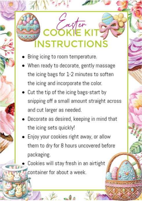 White Easter Cookie Kit Instructions A4 Template | PosterMyWall