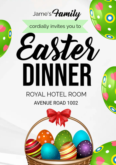 White Easter Day Dinner A3 Template | PosterMyWall