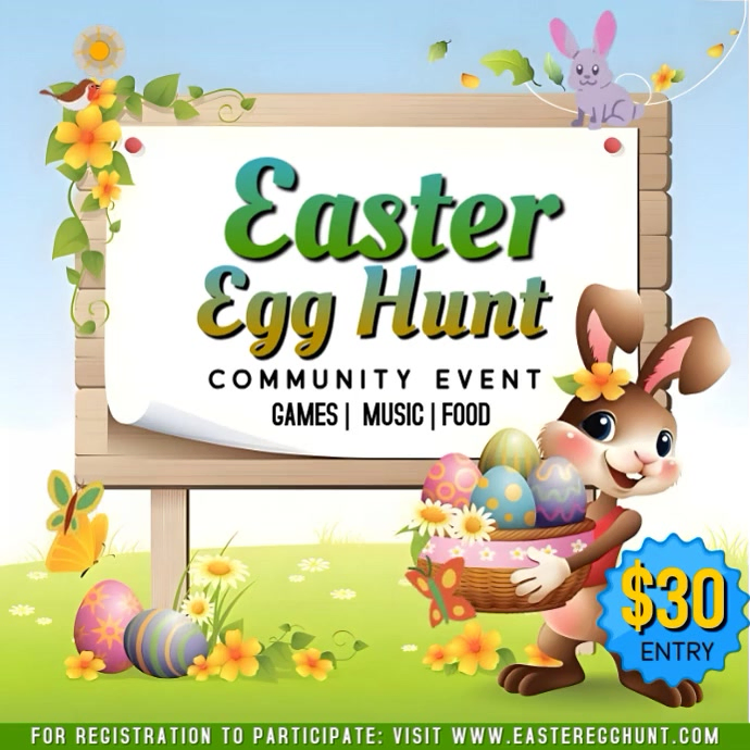Copy of White Easter Egg Hunt Community Event Square (1:1) | PosterMyWall
