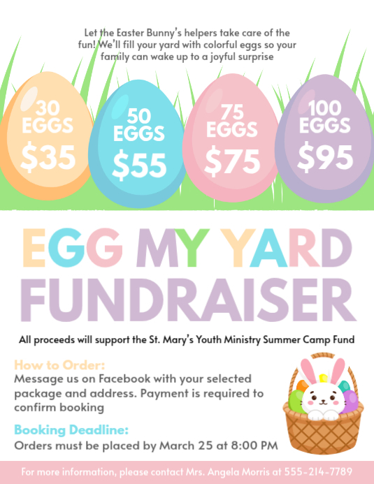 White Easter Egg Yard Fundraiser Flyer Template | PosterMyWall