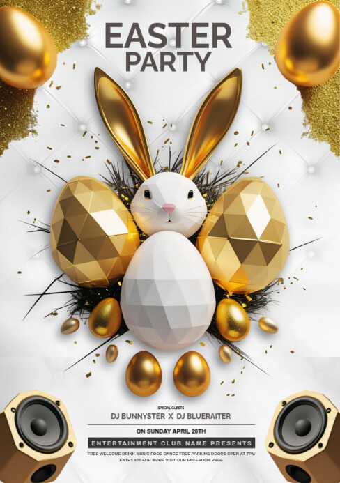 Copy of White Easter Party Template A5 | PosterMyWall