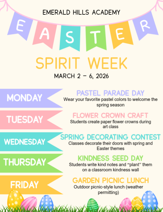 White Easter Spirit Week Flyer Template | PosterMyWall