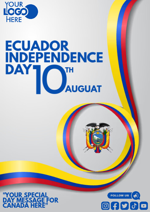 White Ecuador Independence Day A4 Template | PosterMyWall