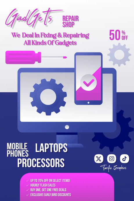 White Electronic Mechanic Poster Template | PosterMyWall