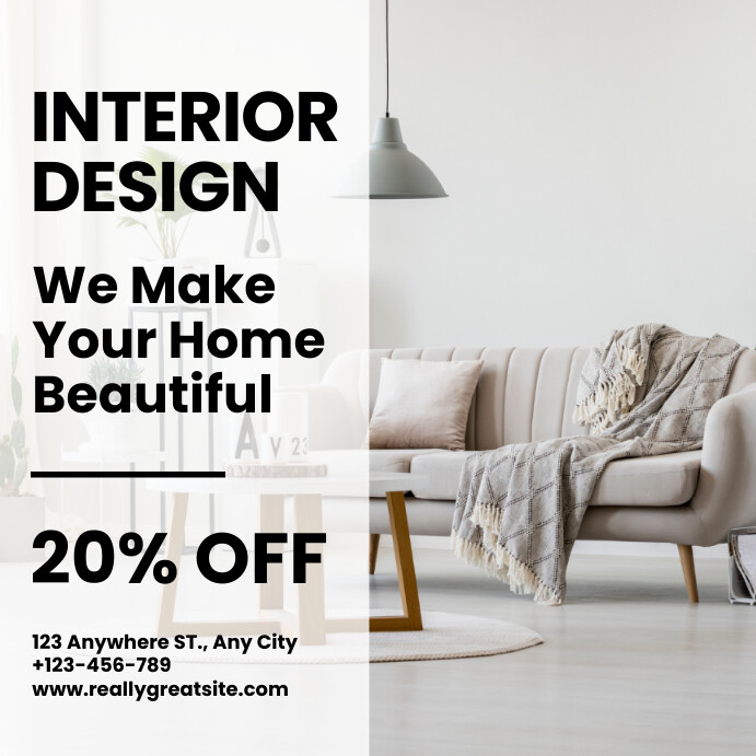 White Elegant Interior Design Instagram Post Template | PosterMyWall