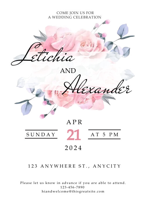 White Elegant Wedding Invitation card Template | PosterMyWall