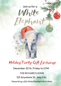 White Elephant Gift Exchange Invitation Template | PosterMyWall