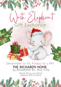 White Elephant Gift Exchange Invitation Template | PosterMyWall