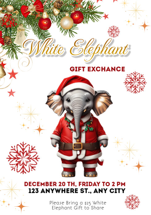 Copy of White Elephant Gift Exchange Invitation | PosterMyWall