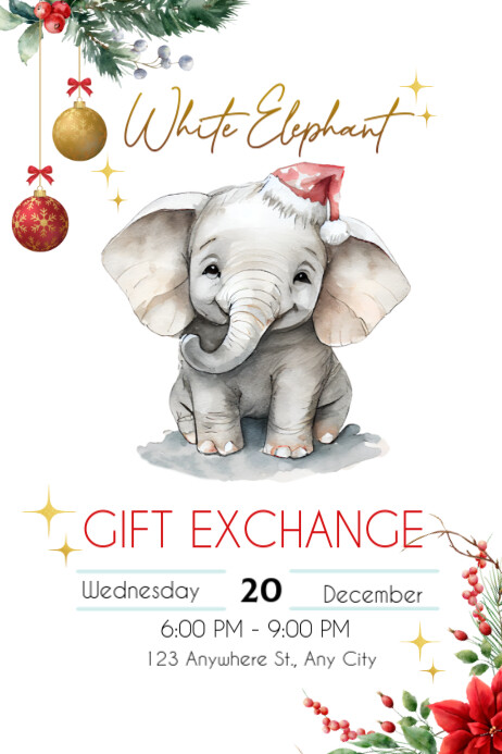 Copy of White Elephant Invitation Gift Exchange | PosterMyWall