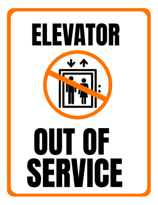 White Elevator Out Of Service Notice Sign Flyer (us Letter) Template ...