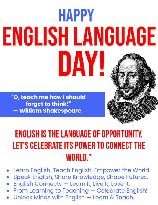 Copy of White English Language Day Flyer (us Letter) | PosterMyWall
