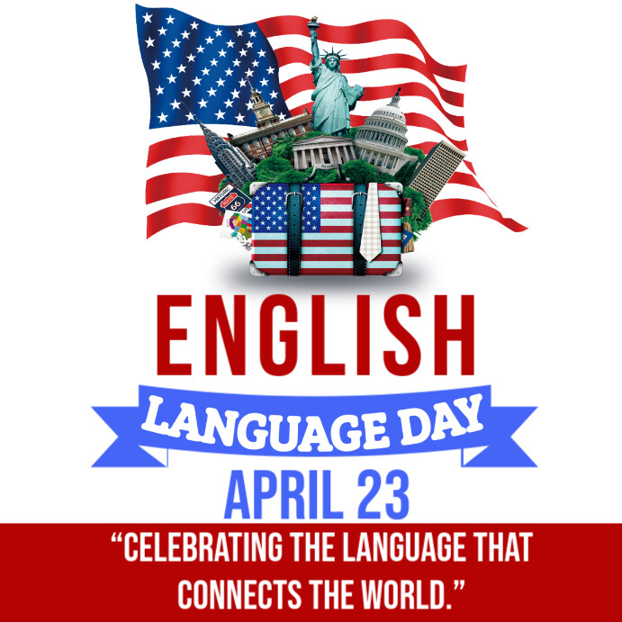 White English Language Day Square (1:1) Template | PosterMyWall