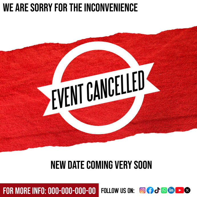 Copy of White Event Cacelled Instagram Post | PosterMyWall