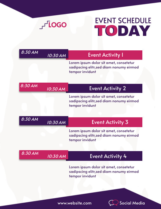 White Events Schedule Flyer (us Letter) Template | PosterMyWall