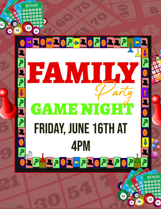 Copy of White Family Game Night Flyer (us Letter) | PosterMyWall