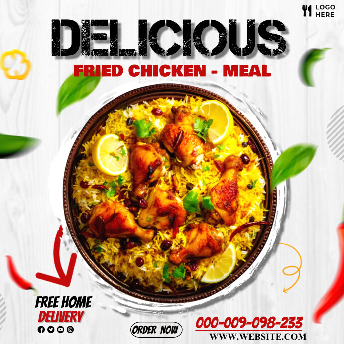 White Fast Food Instagram Post เทมเพลต | PosterMyWall