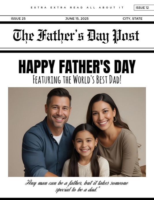 White Father's Day Newspaper Flyer (us Letter) Template | PosterMyWall