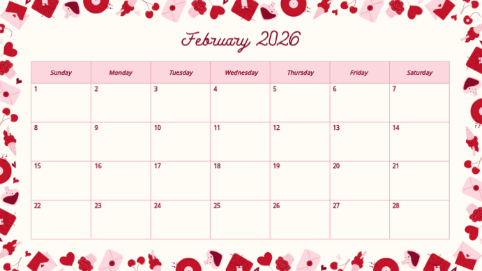 White February 2026 Calendar Digital Display Template | PosterMyWall