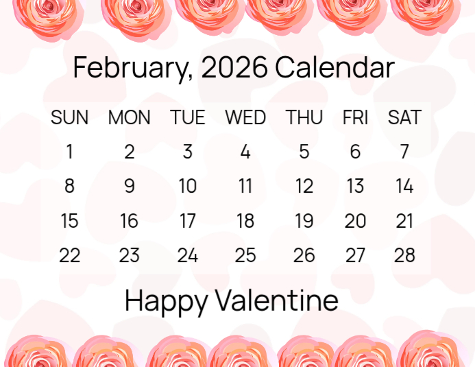 White February Calendar Flyer Template | PosterMyWall