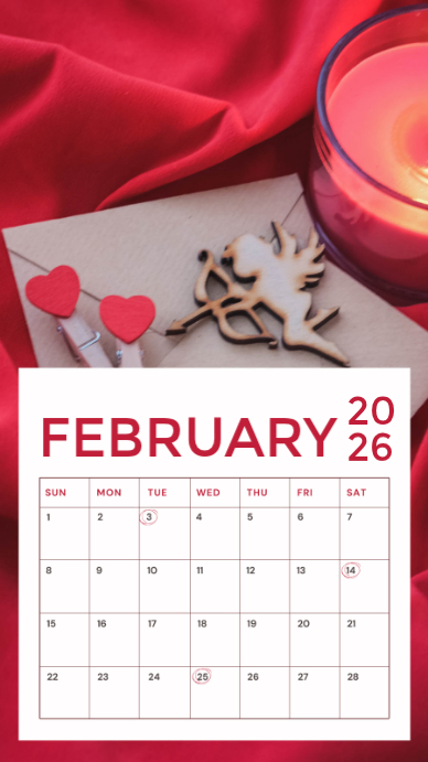 White february Calendar Instagram Story 2026 Template | PosterMyWall