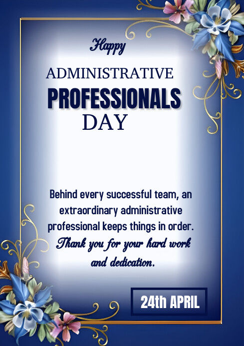 White Floral Administrative Professionals Day Template | PosterMyWall