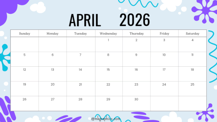 Plantilla de White Floral April 2026 Calendar Presentation | PosterMyWall