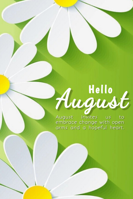 White Floral August Banner 4' × 6' Template | PosterMyWall