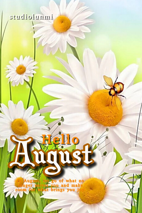 White Floral August Banner 4' × 6' Template | PosterMyWall